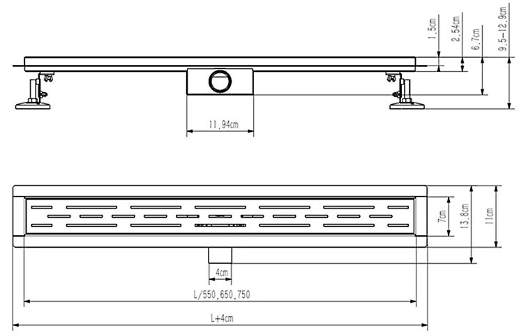 BPS-koupelny Sprchový odtokový žlab 2in1 DL01 GLASS 60 cm, černý