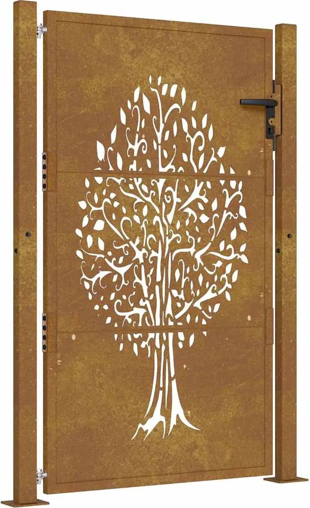 Zahradní branka 100 x 125 cm z cortenové oceli, design stromu 153162