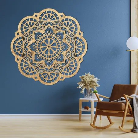 Dřevěná nástěnná dekorace mandala světla a paprsků | SENTOP PR0508