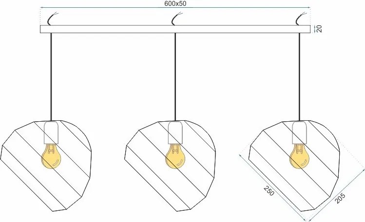 Toolight - Závěsné trojité stropní svítidlo 3xE27 APP383-3CPR, černá-červená, OSW-05015
