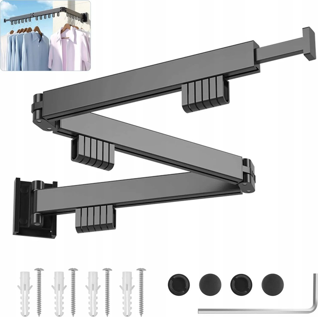 Výsuvný 3-STUPŇOVÝ Skládací Věšák Na Oblečení S Háčky, 120 CM