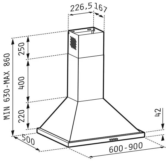 Odsávač par SQUARE CHIMNEY 60 inox