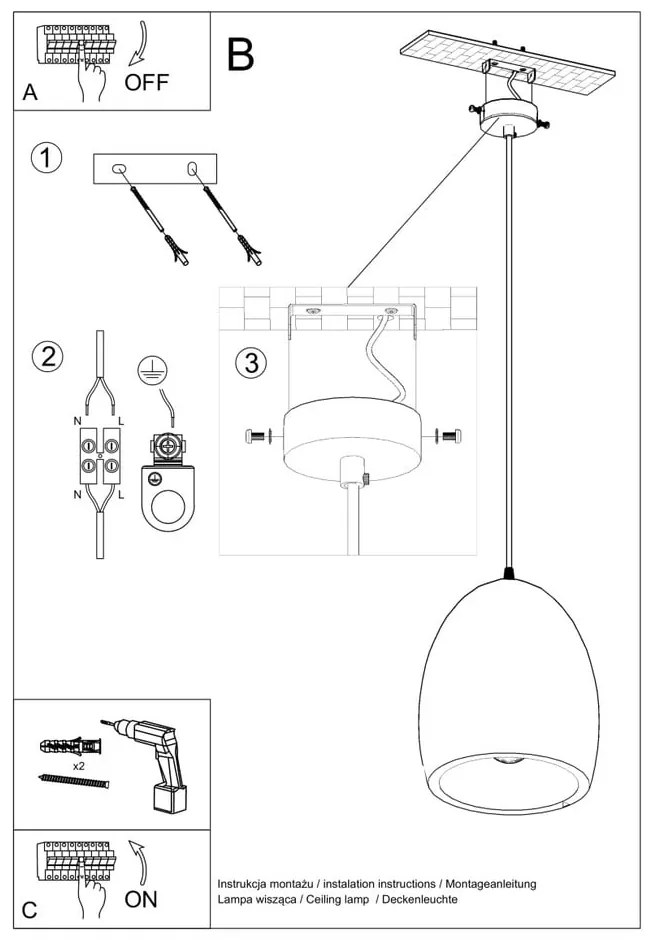 Bílé závěsné svítidlo s keramickým stínidlem ø 30 cm Fonsie – Sollux