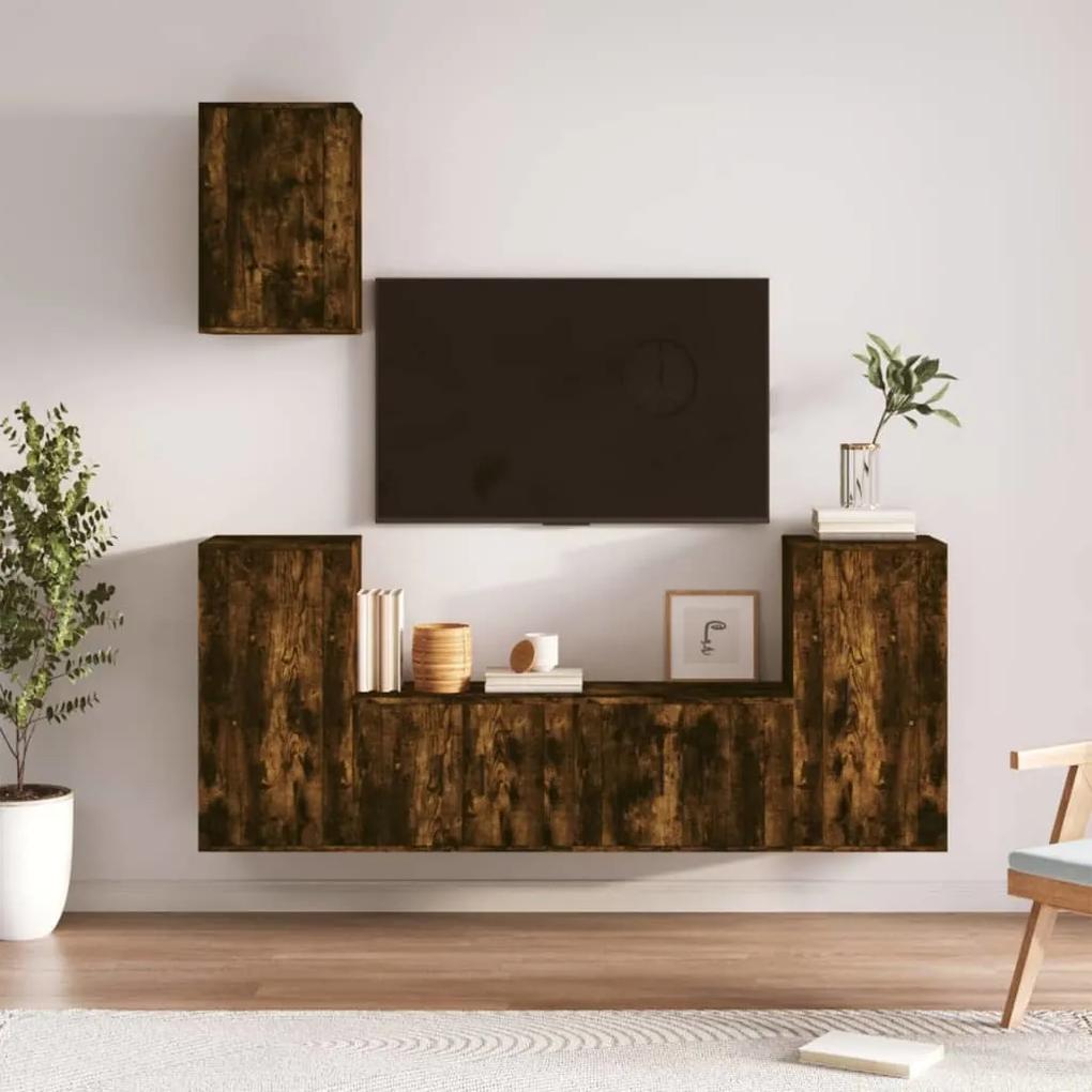 vidaXL 5dílný set TV skříněk kompozitní dřevo [3188579] Barva: Betonová šedá