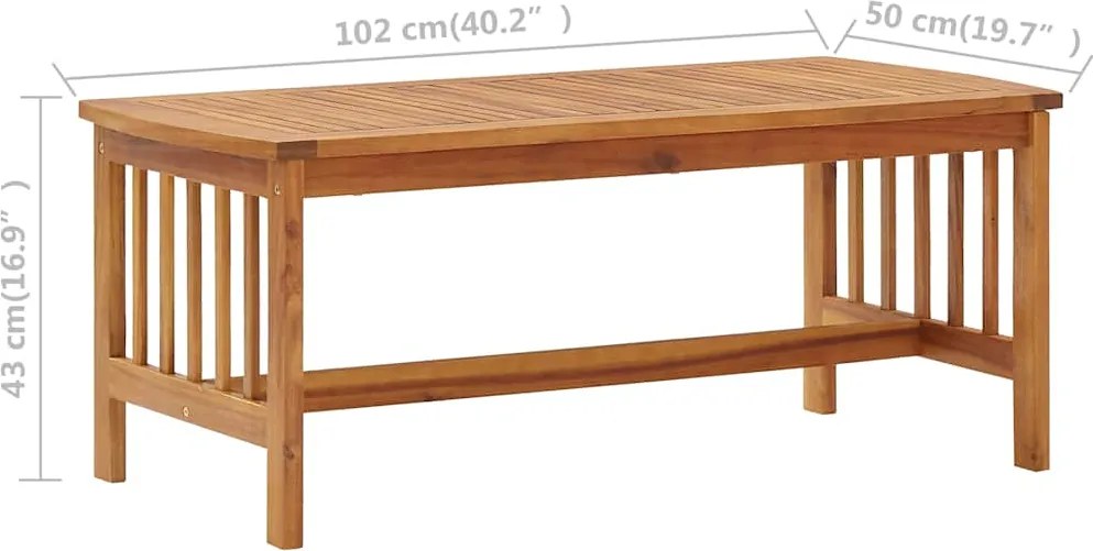 Konferenční stolek 102 x 50 x 43 cm masivní akáciové dřevo 310255