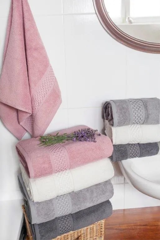Bavlněný ručník Rete 50x90 cm růžový