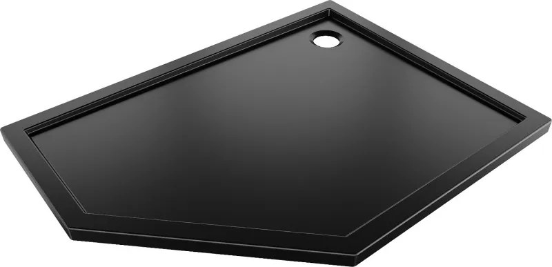 Mexen Flow, pětiúhelníková sprchová vanička slim 100 x 80 cm, pravá, černá matná, 46P708010R