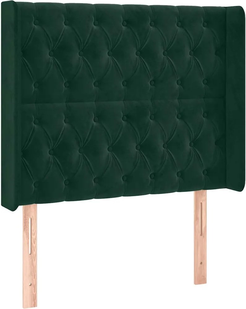 Box spring postel s matrací a LED tmavě zelená 100x200 cm samet 3139730