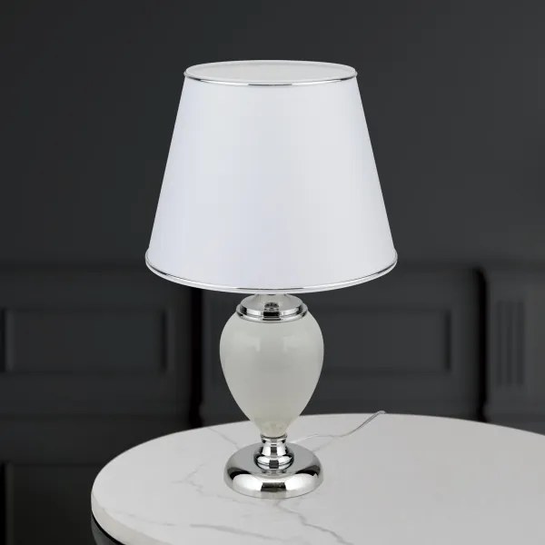 Orion LA 4-1229 - Stolní lampa OVUM 1xE27/40W/230V 48 cm keramika bílá/chrom