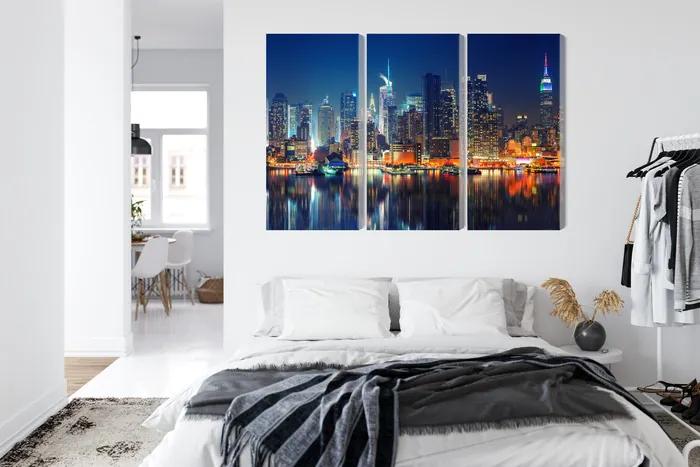 Vícedílný obraz Panoramatický Výhled Na Manhattan V Noci Nedostatek Nedostatek Plátno Canvas 180x120