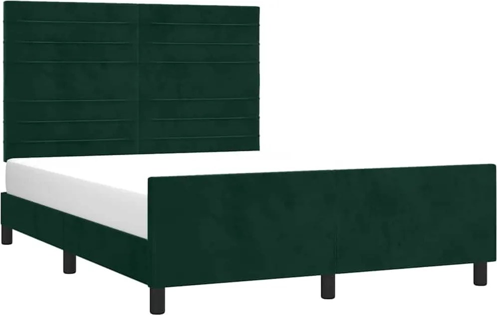 Rám postele bez matrace tmavě zelená 140 x 190 cm samet 3125815