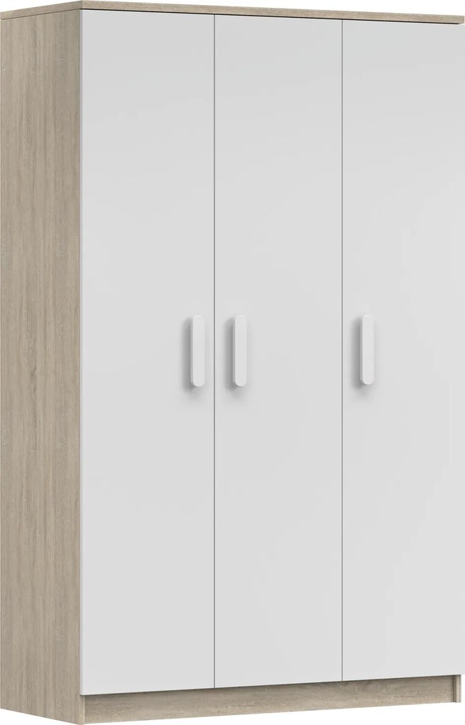 IDZ Šatní skříň SMYK III 3D 19, 120 cm Bílá + Dub Sonoma / Barevné úchytky Barva: Červená