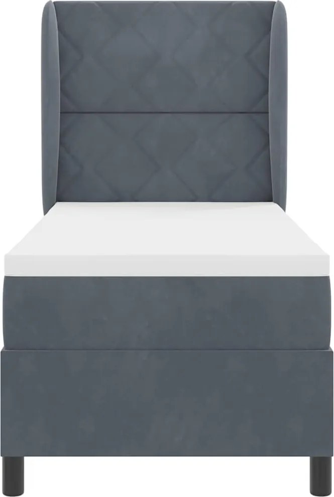 Postel s boxspringem s čelo Tmavě šedá 200 x 80 cm samet 3340953