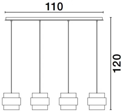 Nova Luce Závěsné svítidlo SIANNA kouřové sklo mosazný zlatý kov E27 4x12W