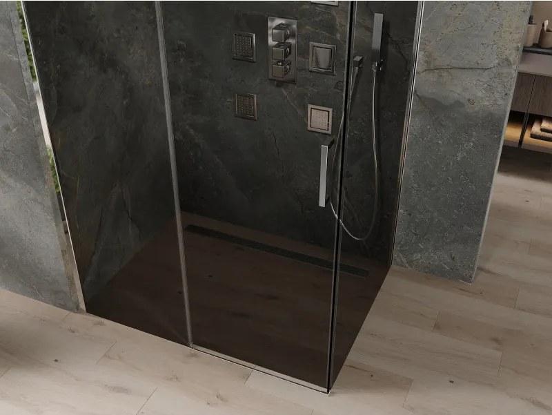 Mexen Omega sprchový kout 140x100cm, 8mm sklo, chromový profil-šedé sklo, 825-140-100-01-40