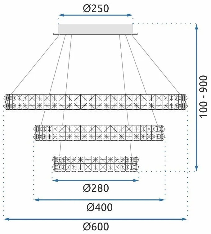 Toolight Závěsné LED osvětlení Crystal LE8 MS008-CP chrom