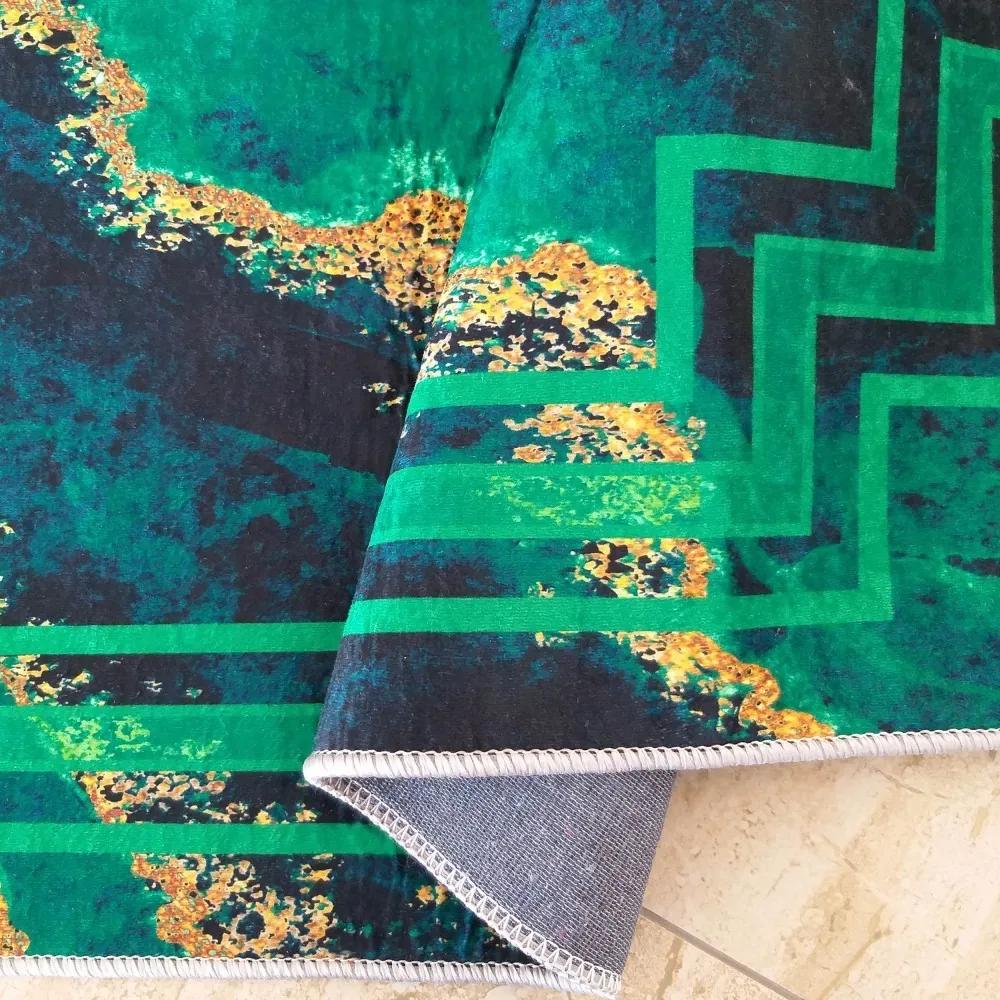 Protiskluzový koberec zelené barvy se vzorem Šířka: 120 cm | Délka: 180 cm