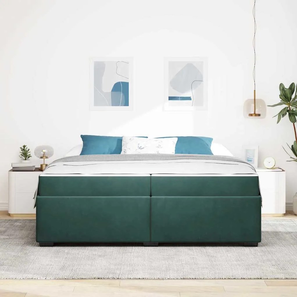 Rám postele s matrací Tmavě zelená 200 x 200 cm textil 3399311