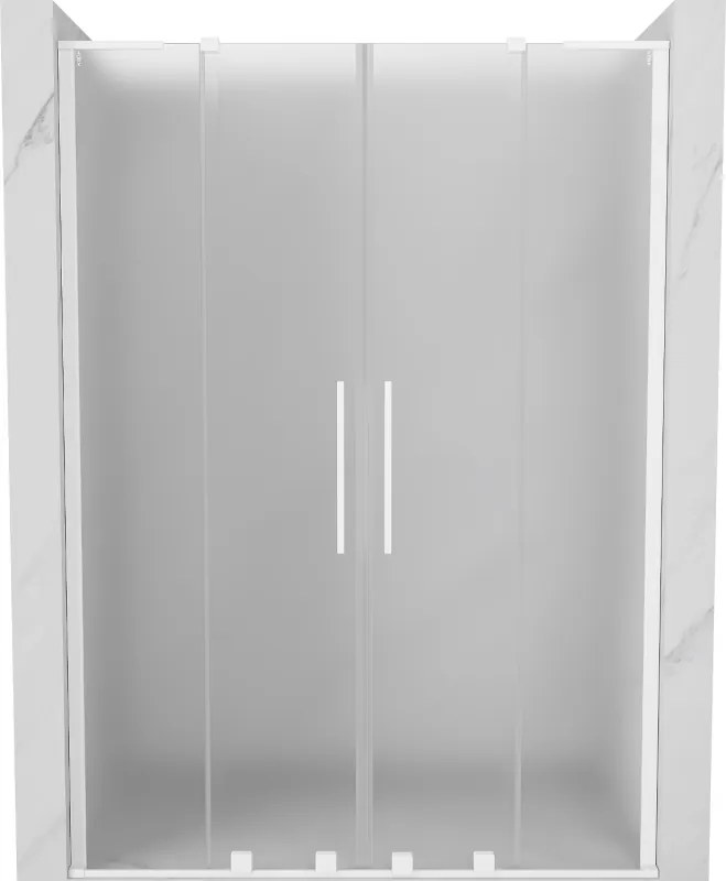 Mexen Velar L Duo, posuvné sprchové dveře do otvoru 150 cm, 8mm sklo námraza, bílá matná, 871-150-003-32-20