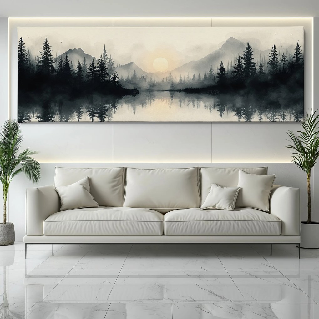 Obraz na plátně - Jehličnatý les v mokřadech FeelHappy.cz Velikost obrazu: 120 x 40 cm