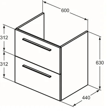 Ideal Standard i.Life A Skříňka pod umyvadlo 60 cm, 2 zásuvky, přírodní dub T5255NX