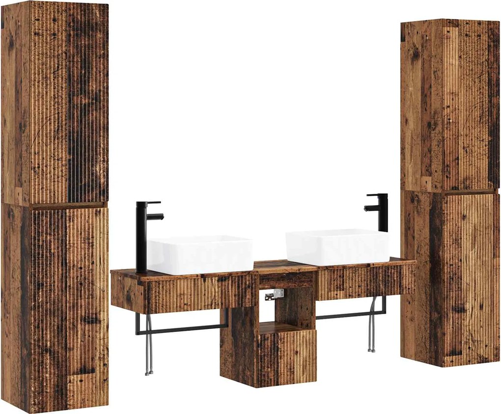 Sada koupelnového nábytku 5 ks Staré dřevo 33 x 34,5 x 160 cm 3406021