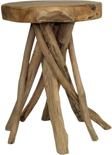 Stolička z teakového dřeva HSM collection Branch, ⌀ 33 cm