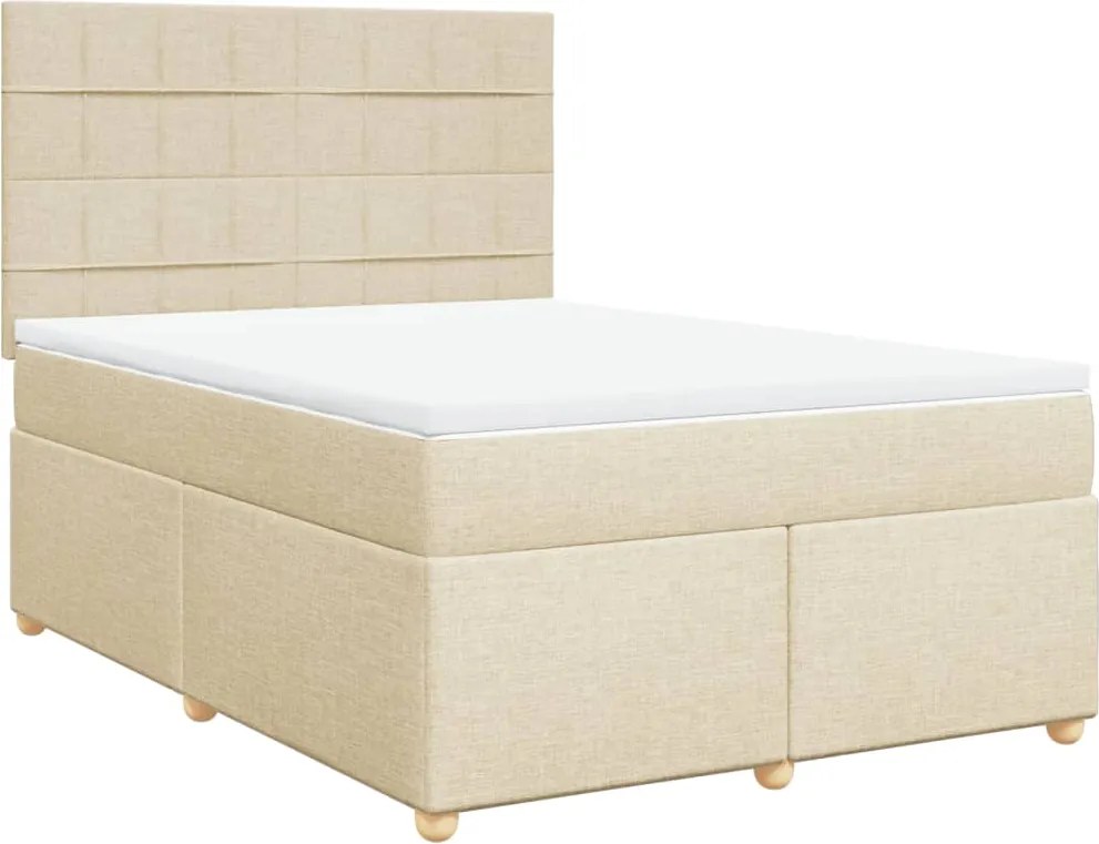 Box spring postel s matrací krémová 160x200 cm textil 3293636
