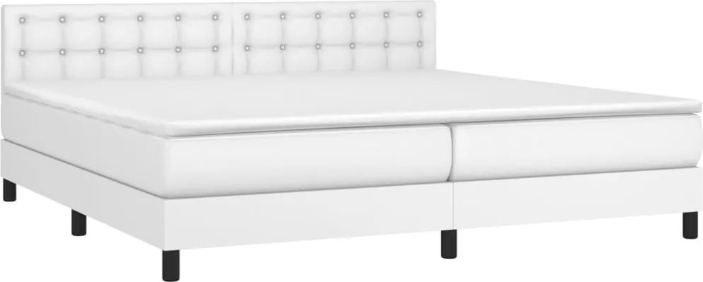 Box spring postel s matrací bílá 200x200 cm umělá kůže 3141144