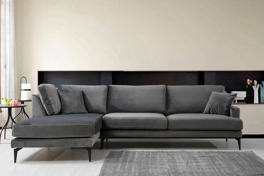 Designová rohová sedačka Fenicia 283 cm antracitová - levá
