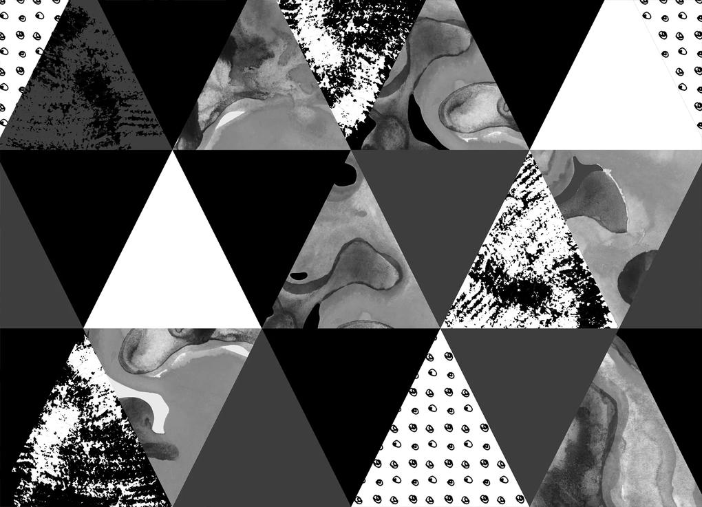 Malvis ® Tapeta Černobílé abstraktní trojúhelníky Vel. (šířka x výška): 288 x 200 cm