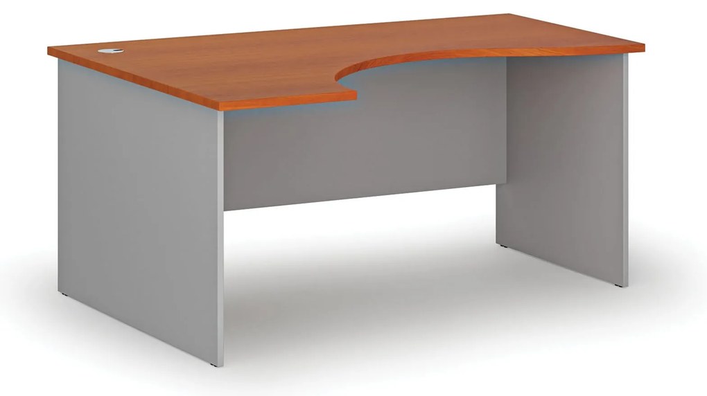 Ergonomický kancelářský psací stůl PRIMO GRAY, 160x120 cm, levý, šedá/třešeň