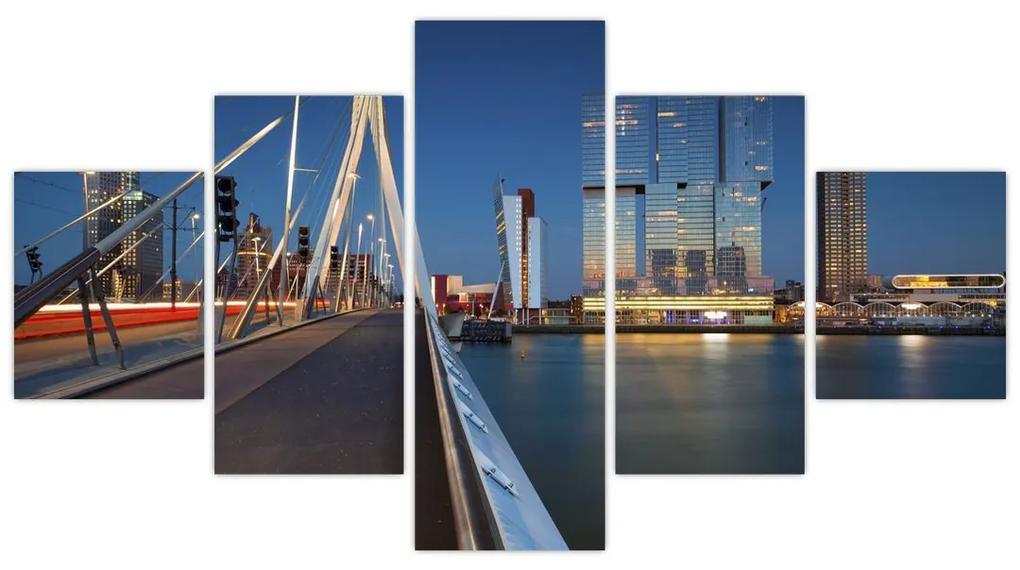 Obraz - Stmívání v Rotterdamu, Holandsko (125x70 cm)