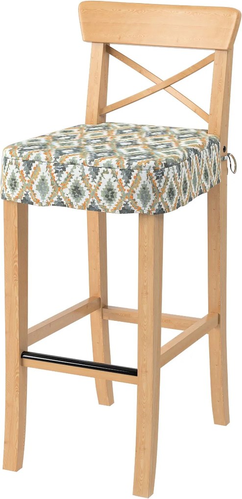 Sedák na židli IKEA Ingolf - barová barva modrá látka pletený vzor, vzorované
