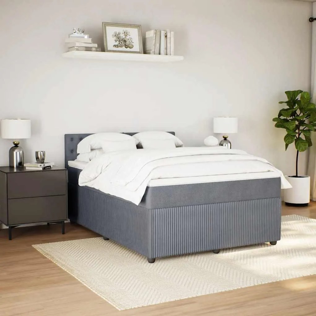 Box spring postel s matrací tmavě šedý 140 x 190 cm samet 3290047