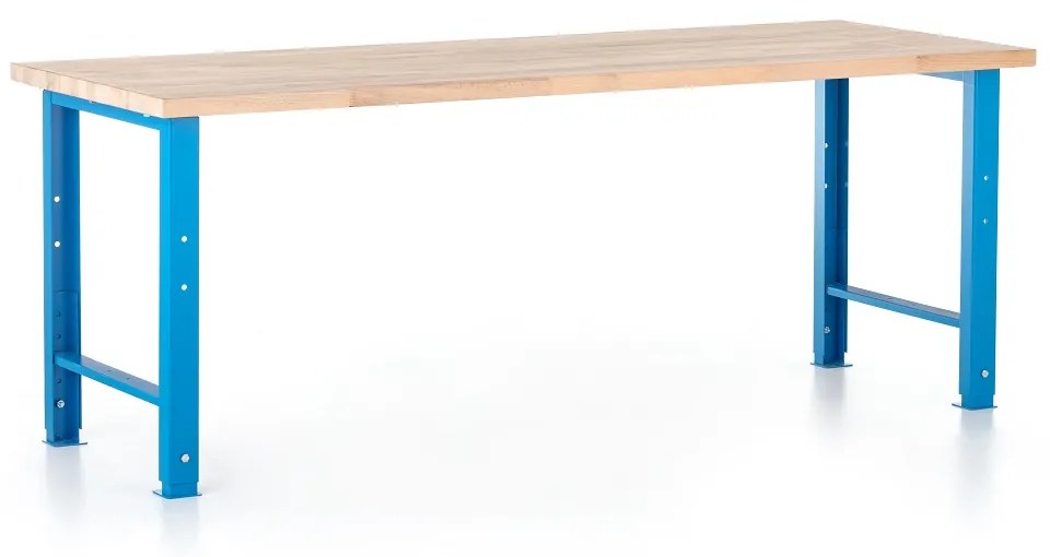 Výškově nastavitelný dílenský stůl Basic, 220 x 80 cm, modrá - ral 5012