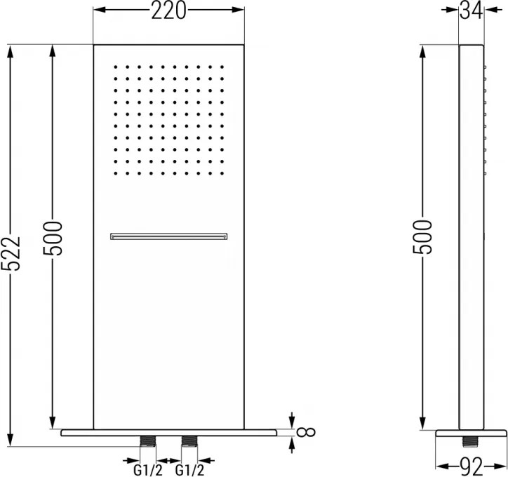 Mexen Waterfall sprchová nerezová hlavice 54 x 22 cm, chrom, 79195-00