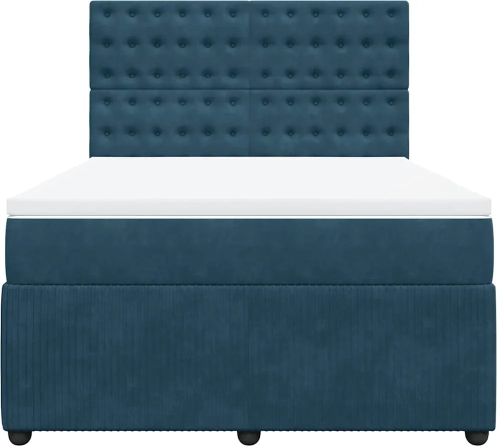 Box spring postel s matrací tmavě modrá 140x200 cm samet 3292374