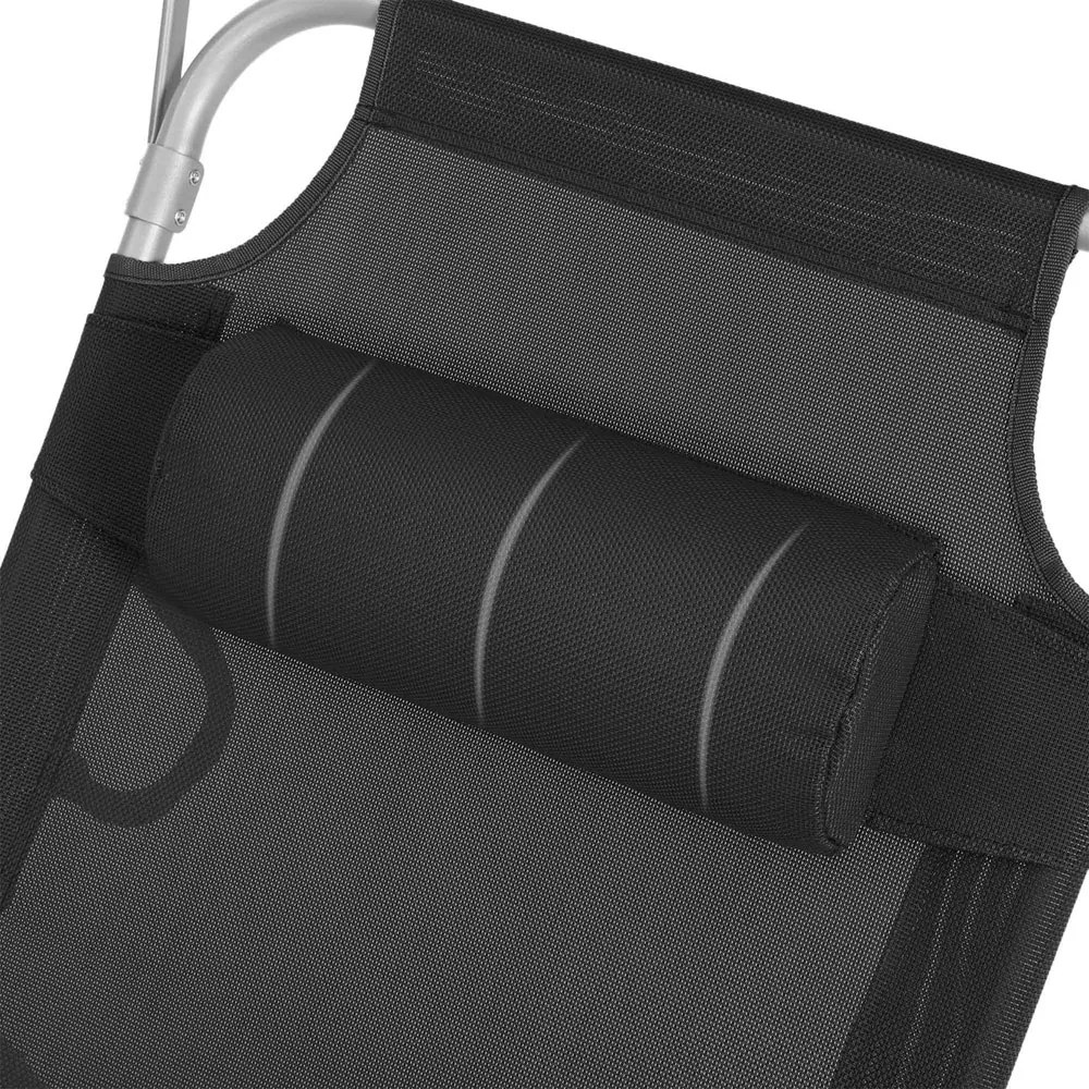 Zahradní lehátko LAGUNA s nastavitelnou clonou, 193x53x29cm, černá SongmicsHome