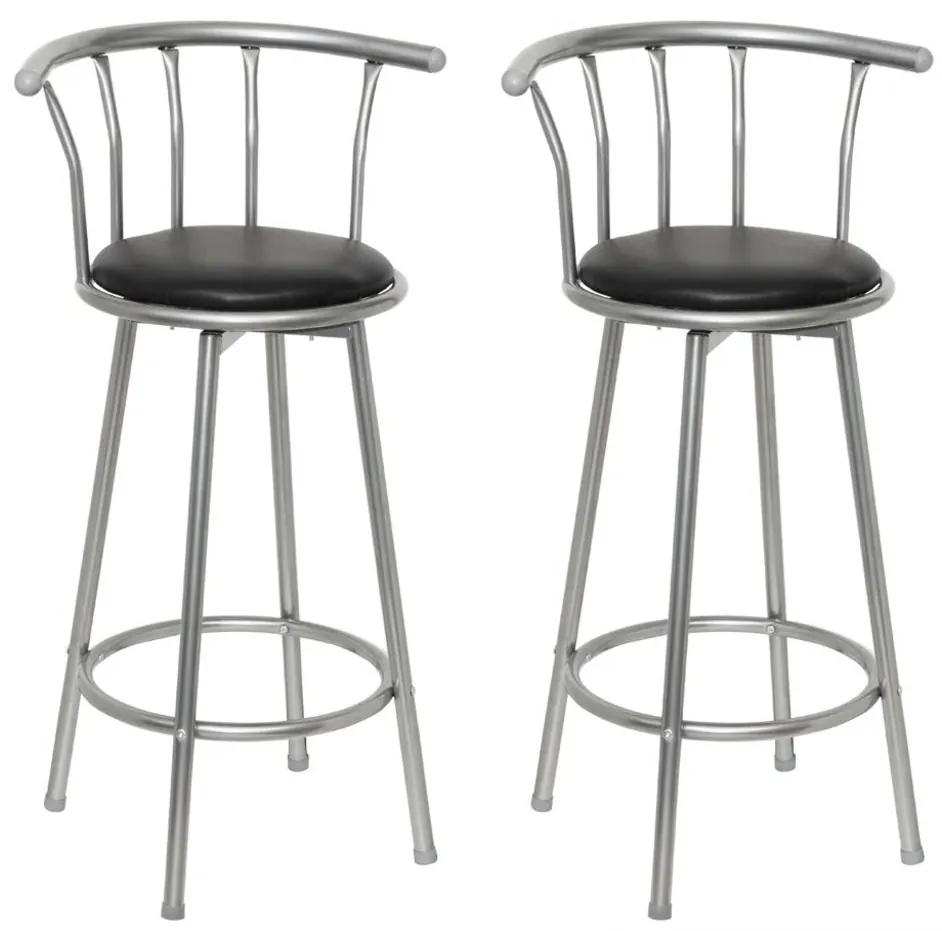 2 barové židle | kůže a ocel