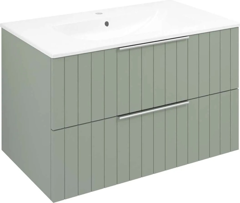 Sapho Cirasa - Umyvadlová skříňka Strip 80x52x46 cm, 2x zásuvka, verde CR801-4444S