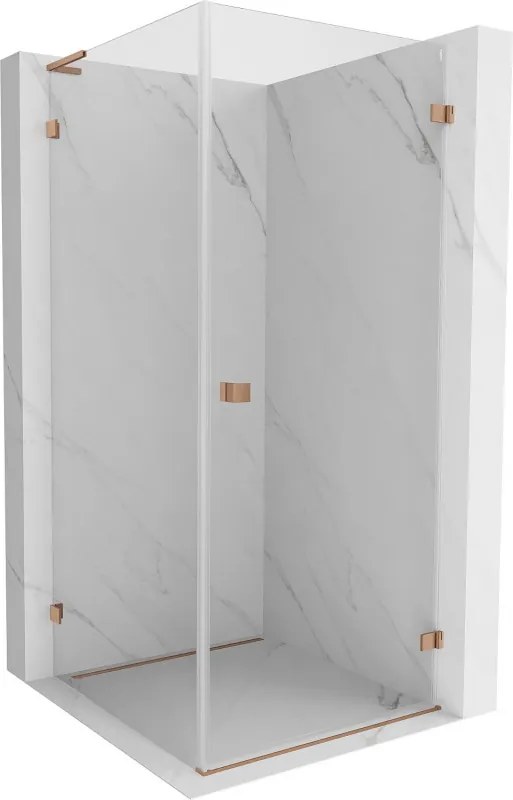 Mexen Lunar-B L výklopný sprchový kout pravý 90 x 90 cm, čiré sklo, měděná matná, 832L-090-090-65-00-P