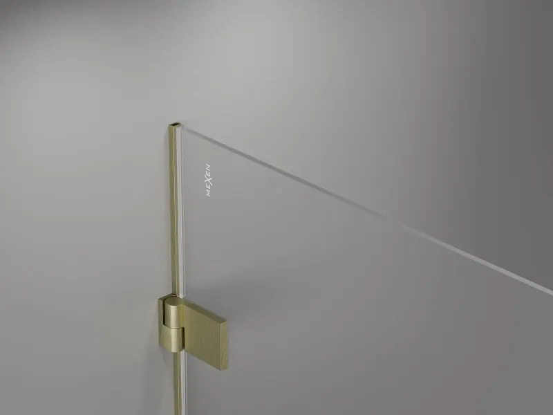 Mexen Lunar-B, výklopný sprchový kout levý 85 x 80 cm, 8mm čiré sklo, zlatý kartáčovaný - 832-085-080-55-00-L