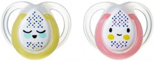 Tommee Tippee Dudlík Night Time,  0-6 m - růžová/žlutá