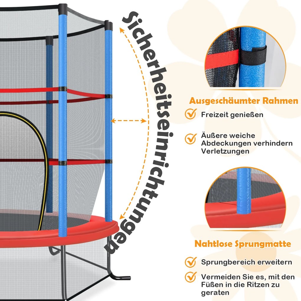 Costway Zahradní trampolína Ø165 cm s ochrannou sítí trampolína do 135 KG pružná