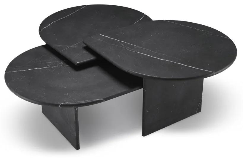 Černý Konferenční stůl Naples Honed / set 3 ks 83 × 70 × v. 40,5/35/30 cm EICHHOLTZ