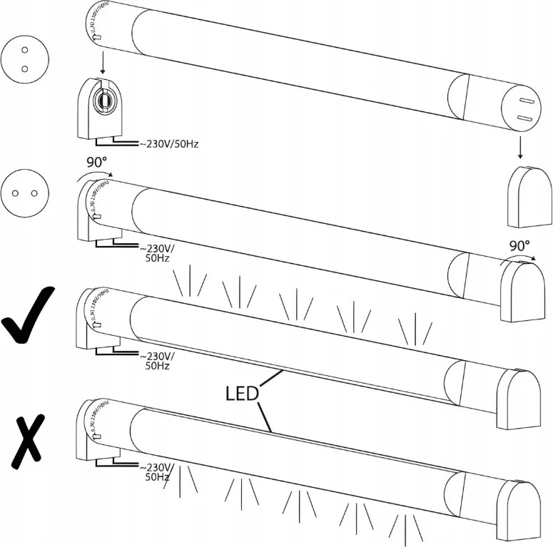 4x LED trubice 120cm T8 24W 3360lm 4000K - neutrální bílá