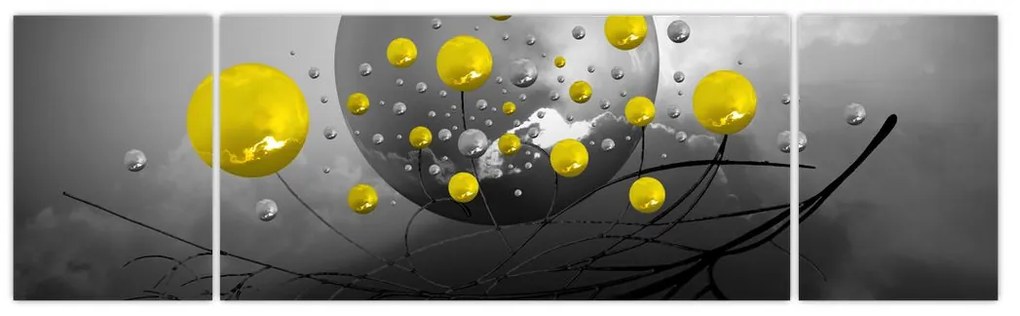 Obraz - žluté abstraktní koule (170x50 cm)