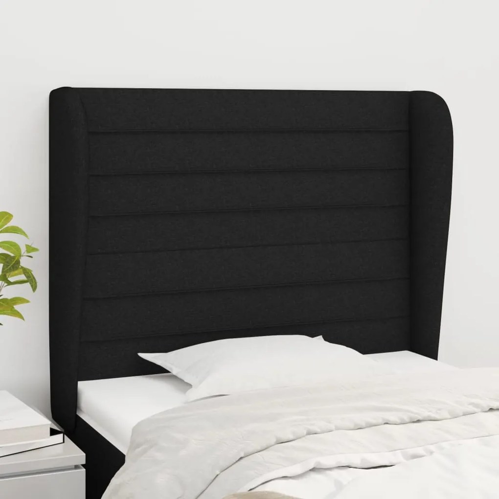 Čelo postele typu ušák černé 103x23x118/128 cm textil 3118088