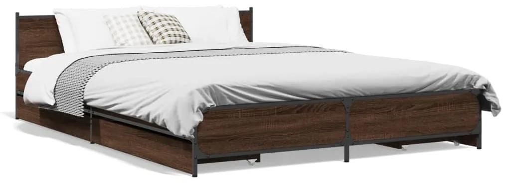 Rám postele se zásuvkami hnědý dub 140x200 cm kompozitní dřevo,  3279936